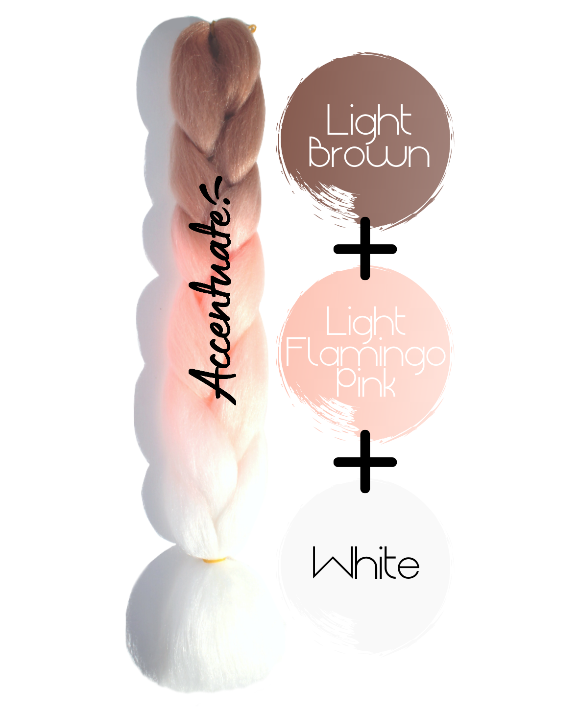 24" Light Brown + Light Flamingo Pink + White Ombré Jumbo Braid Hair E