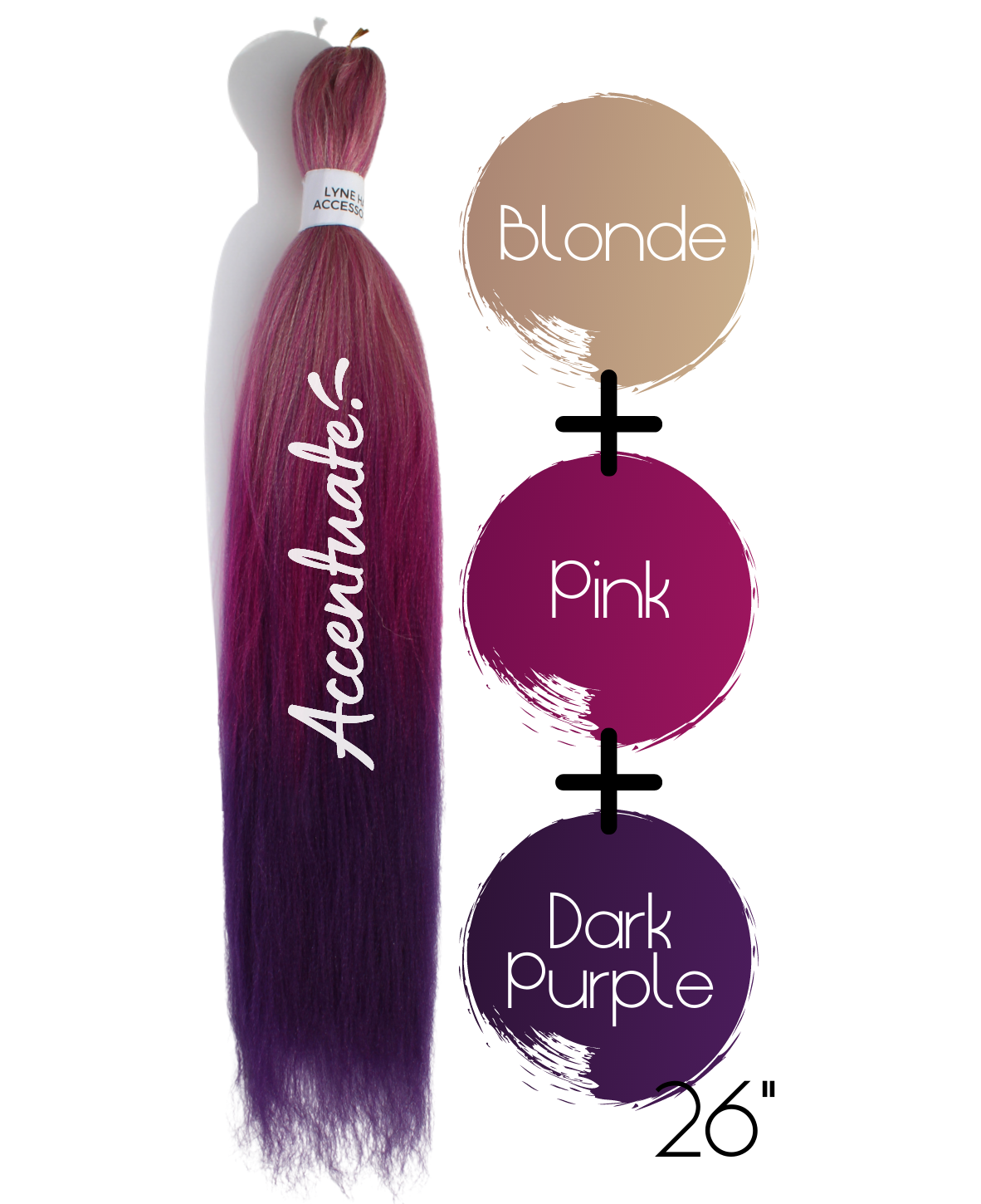 26" Blonde / Pink / Dark Purple Pre-Stretched Ombré Hair Extension